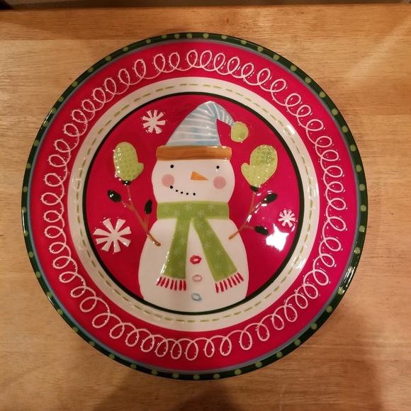 Pier 1 | Holiday | Pier Hand Painted Dolomite Snowman Dinner Plate ...